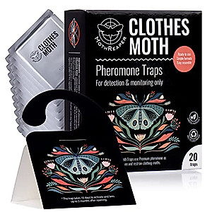 Clothing Clothes Moth Traps - 20 Pack, Sticky Glue Bug Repellent with Pheromone Attractor for Closets Wardrobes Carpet Cabinet Drawers, Safe, Non-Toxic for Indoor