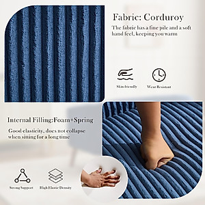 Aoiy & Wifon 50.8" W 2-Seat Small Loveseat Sofa, Comfy Upholstered Loveseat Couch for Small Spaces with Wooden Legs, Corduroy, Navy