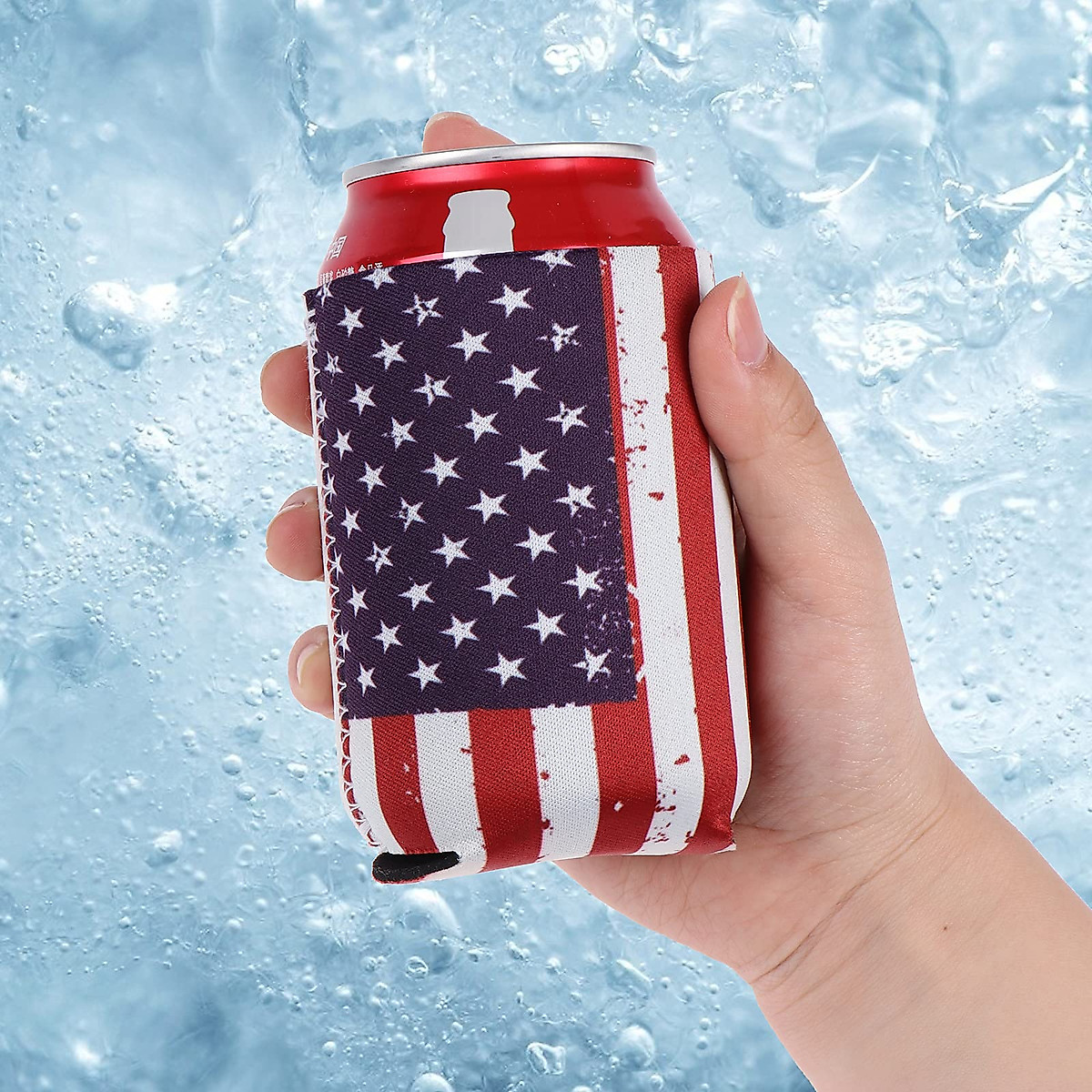 Grehge 16 Pcs American Flag Beer Can Coolers 17 Oz Independence Day Collapsible Soda Cover Coolies Patr Beauty Cleansing Brush Facial Scrub,Beauty Cleansing Brush
