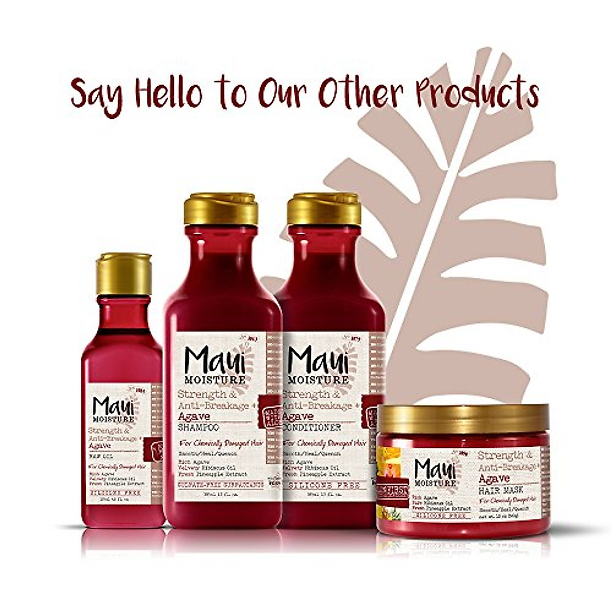 Maui Moisture Strength AntiBreakage Hair Mask, 12 fl oz (354 mL), Agave + Hibiscus + Pineapple for Damaged Hair, Vegan, Sulfate and Paraben Free, Nourishing, Hydrates, Leave In