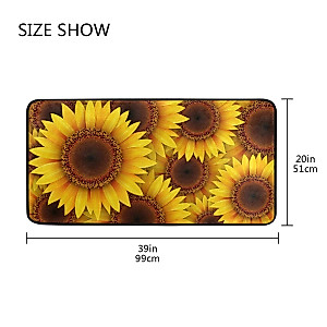 Kitchen Rugs Runner Yellow Sunflowers Doormat Bath Rugs Non Slip Area Rugs for Bathroom Kitchen Indoor 39" X 20"