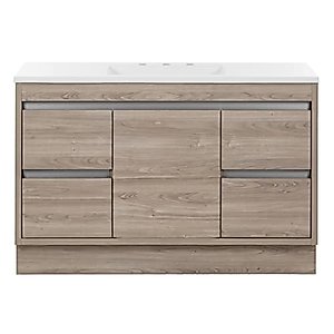 Spring Mill Cabinets D48V40264 Tarni Single Bathroom Vanity with 4 Drawers, Cabinet, and White Sink Top, Forest Elm