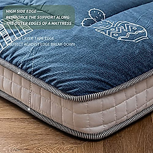 MAXYOYO Grey Cactus Pattern Futon Mattress, Padded Japanese Floor Mattress Quilted Bed Mattress Topper, Extra Thick Folding Sleeping Pad Breathable Floor Lounger Guest Bed for Camping Couch, Twin
