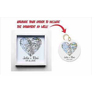 Heart Map Framed Art Map Heart Wedding Gifts for Couples Unique Wedding Gift Wedding Present Wedding Gift Ideas