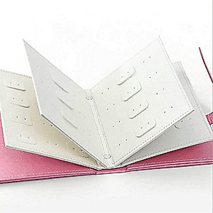 ZZYINH AN207 Portable Leather Earrings Studs Display Rack Book Style Earring Jewelry Display Stand Holder Storage Box Small Jewelry (Color : Pink)
