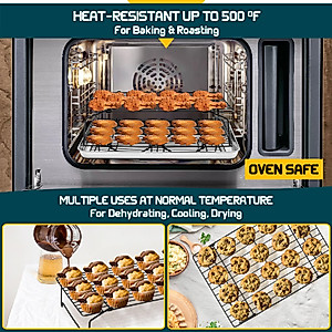 5-Tier Nonstick Cooling Racks, P&P CHEF Stackable Baking Rack Set for Cooking Roasting, Oven Safe & Easy Clean, Stainless Steel Core & Durable, 15” x 10”, Rectangle, Black