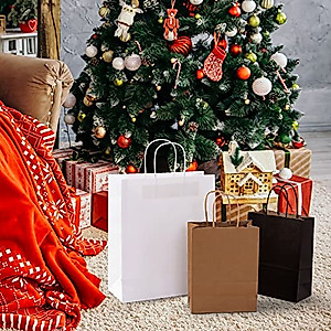 PAICUIKE Black Kraft Paper Bags Gift Bags With Handle 8.3x3.2x6.3 50Pcs Party Favor Bags for Shopping Wedding,Baking Outer Bags,Birthday Party,Celebrations Gift Package