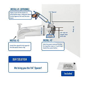 Welvzen 1/4" Spacer for Tub Spout, Flange Trim Ring for Bath Faucet, Eschutcheon Cover Plate for Spigot with Split PP Blocking Water, Shower Pipe Remodeling Sealer for Bathroom(SUS304-Brushed)
