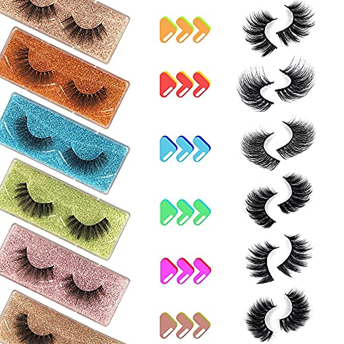 Ruairie 5D Faux Mink Lashes Wholesale Bulk 30 Pairs 6 Styles Natural False Lashes Pack Fluffy Volume False Eyelashes Wispy 3D Fake Lashes Mink