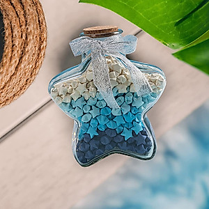 Luxshiny Glass Cork Bottle 4 Pcs Small Glass Jars with Cork Lids Heart and Star Shaped Candy Jars Cookie Jars Clear Storage Container Jars Wishing Bottles Drift Bottles Glass Lucky Bottle