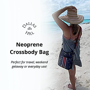 Dallas Hill Designs Crossbody Neoprene Purse for Women | Ladies Drawstring Handbag | 2 Detachable Straps | Matching Pouch