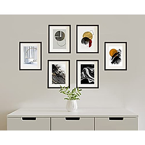PEALSN 8.5 x 11 Picture Frame Set of 6, Display Pictures 6x8 with Mat or 8.5 x 11 Without Mat for Wall Mounting Display, Photo Frames Collage for Wall Decor, Black.