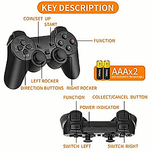 FUNTELL Wireless Retro Game Console, Plug & Play Video TV Game Stick With 10000+ Games Built-in, 64G, 9 Emulators, 4K HDMI Output for TV with Dual 2.4G Wireless Controllers