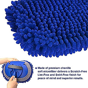 anngrowy 62" Microfiber Car Wash Brush Replacement Head Sponge, 2 Pack Chenille Scratch-Free Replacement Head Car Wash Mop Head.