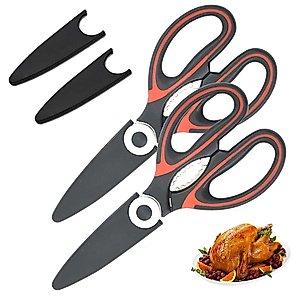 Kitchen Shears, 2-Pack Kitchen Scissors Heavy Duty Meat Scissors, Dishwasher Safe Cooking Scissors, Multipurpose Stainless Steel Sharp Utility Food Scissors for Chicken