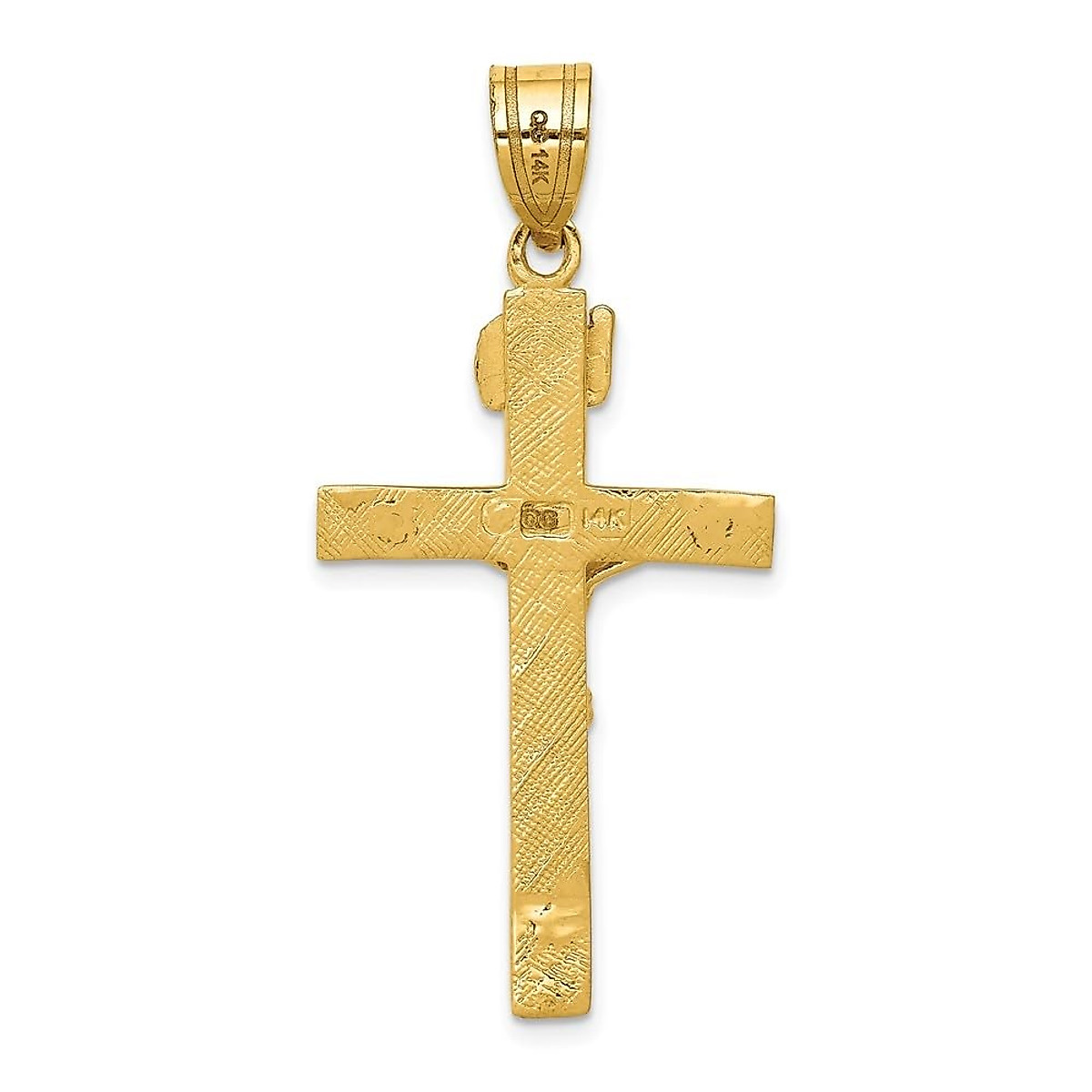 Diamond2Deal 14k Yellow Gold INRI Crucifix Cross Pendant Fine Jewelry for Women (L- 44 mm W- 23 mm)
