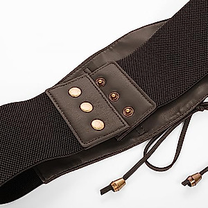 Women's Cinch Belt Tied Corset Elastic Waist Belt for Steampunk Parties Dark Brown Medium