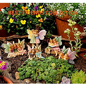 PRETMANNS Fairies for Fairy Garden - Garden Fairy Figurines - Garden Fairies for a Miniature Fairy Garden - Adorable Sitting Fairy Garden Fairies - 1 Piece Sister Fairies