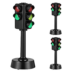 Kisangel Traffic Light 3pcs Simulation Traffic Traffic Toy Signs Kids Street Signs Playset Light Construction Themed Party Decorations Kids Light Table