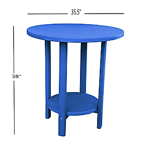 Phat Tommy Round Bar Height Patio Table - Outdoor Bar Table - Balcony Height Patio Furniture for Your Deck - Poly Outdoor Furniture, Blue