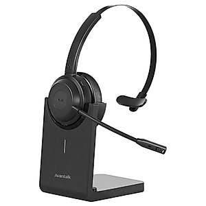 Avantalk Alto Solo - Wireless Headset with Mic for Work with Qualcomm Bluetooth Solution, CVC Noise-Canceling for PC, Computer & Laptop, Charging Stand, Mute Button, Wired Headphones Option