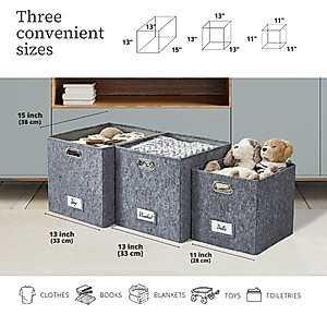 DECOMOMO 11 inch Cube Storage Bin, Storage Cubes with Labels Felt Basket for Shelves Closet Toys Clothes Books (Cube 11" / 6pcs, Dark Grey)