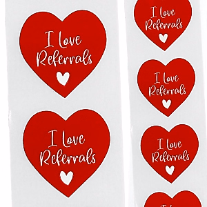 Heart Shaped I Love Referrals Stickers - Great Real Estate Agents and Sales Supplies (Large Heart, I Love Referrals - Red)