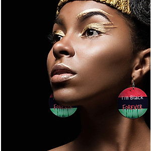 Honsny African Wooden Earrings for Women Round Wooden Painted Ethnic Earrings Drop Dangle Earrings Set