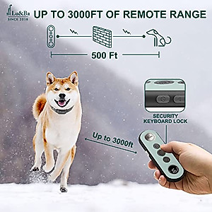 Lu&Ba Dog Shock Collar, Rechargeable Dog Training Collar with Remote 3000ft Waterproof E Collar with 3 Safe Mode Beep Vibration and 16 Shock Level for 10-110lb Small Medium Large Dogs