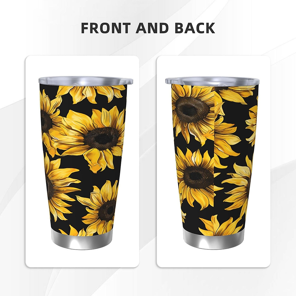 AYCZN Sunflowers 20 OZ Tumbler Stainless Steel Travel Coffee Mug, Yellow Floral Insulated Water Bottle with Lid Leakproof Thermal Cup