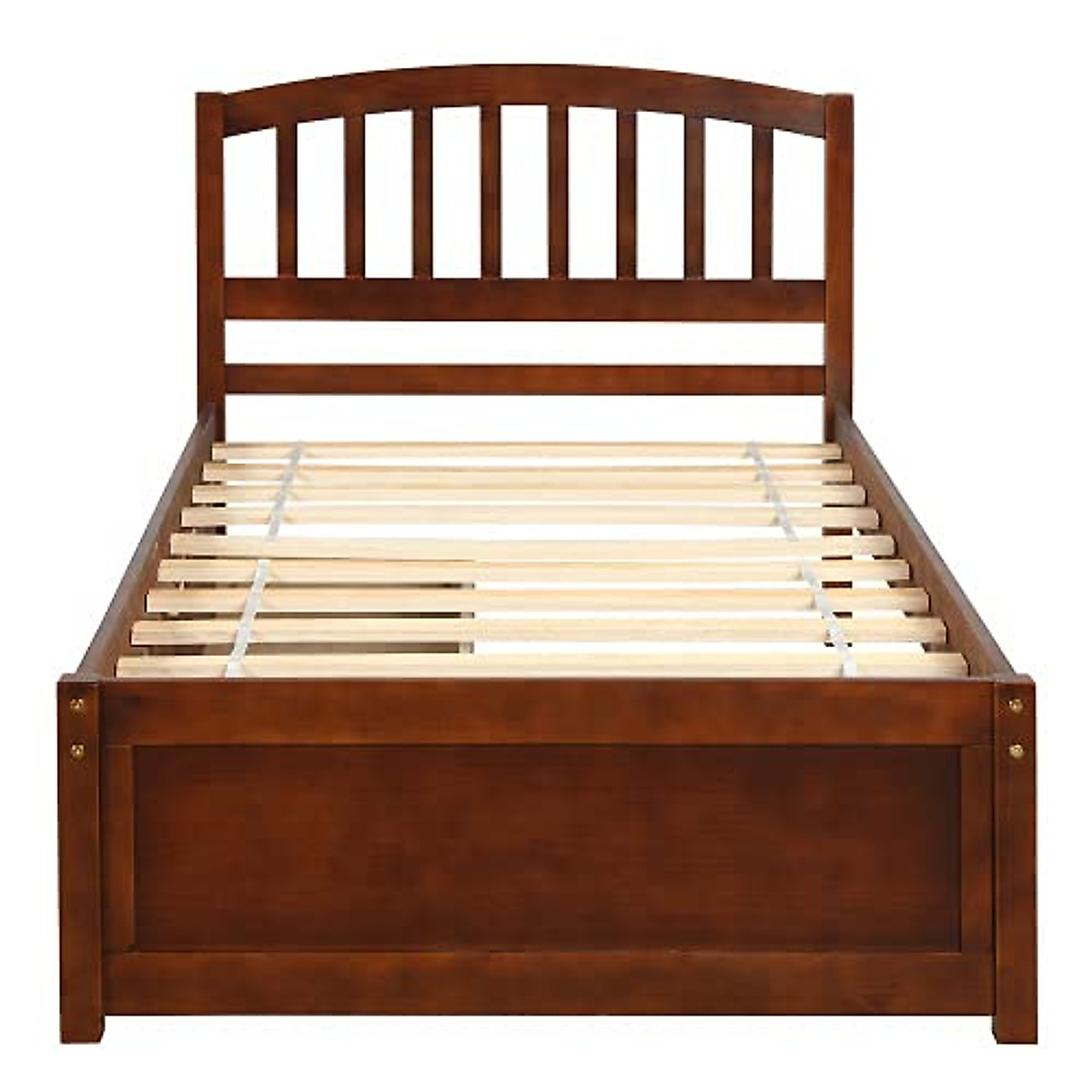 FUZOFUIZ Twin Platform Storage Bed Wooden Bed Frame with Two Drawers and Headboard (Walnut)
