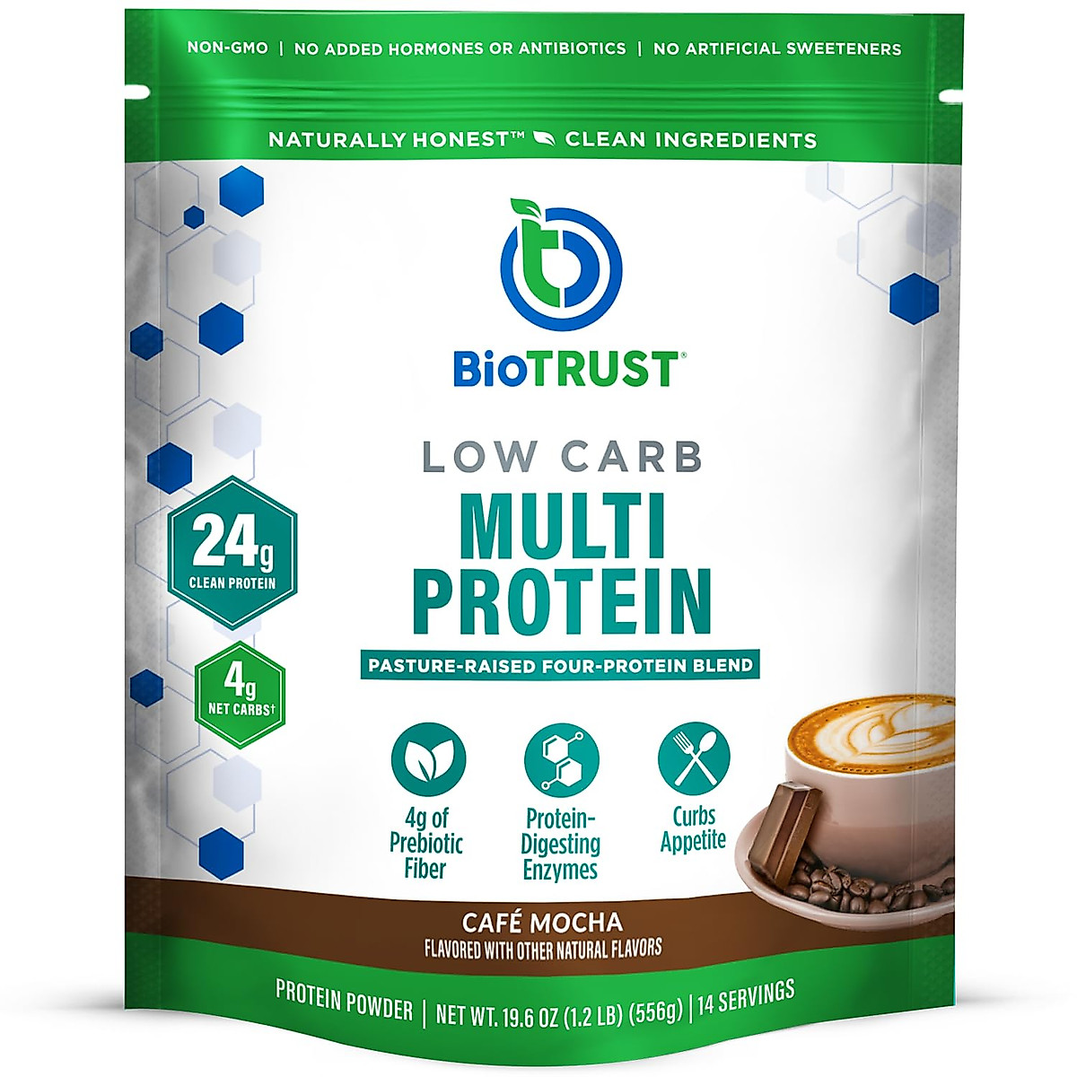 BioTrust Low Carb Protein Powder – Delicious Whey & Casein Blend from Grass-Fed Hormone Free Cows – Non GMO, Gluten Free (Cafe Mocha)