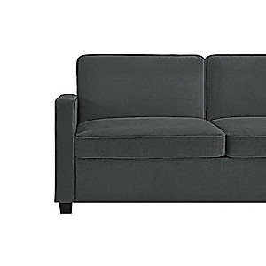 DHP Signature Sleep Casey Velvet Sofa with Memory Foam Mattress, Gray, Queen