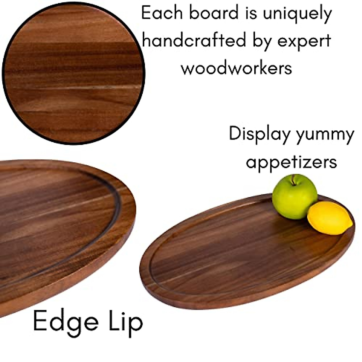BirdRock Home 16.5" Acacia Oval Serving Platter | Charcuterie Board for Party Appetizers | Cheese Grazing Board | Kitchen Serving Platter | Espresso