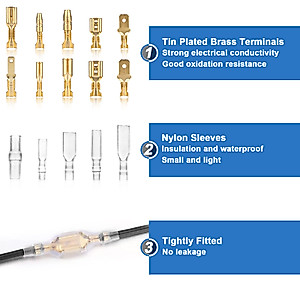 Wire Terminal Crimping Tool Kit, Qibaok Ratcheting Wire Crimper AWG 22-16(0.5-1.5mm²) with 500PCS Female Male Spade Connectors & Bullet Connectors Terminals