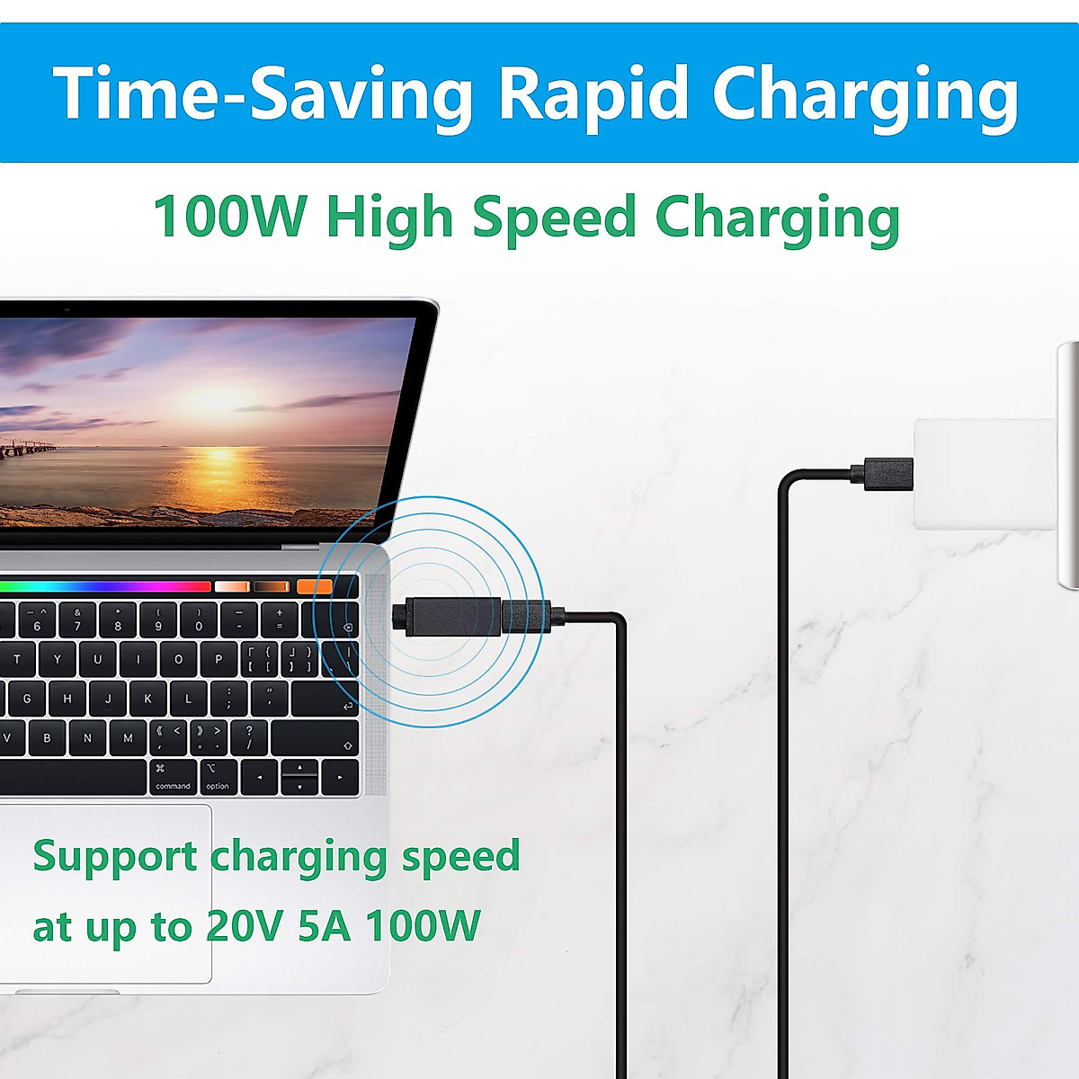 CERRXIAN 100W PD USB Type C Female Input to DC 3.5mm x 1.35mm Power Charging Adapter(100w-35135a) (Black)