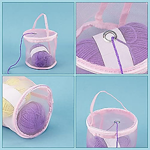 NBEADS 2 Pcs Empty Mesh Yarn Bags, Portable Knitting Bag Organza Storage Cases Tote Bags Crochet Thread Sewing Accessories for Yarn Storage (Pink and Navajo White)