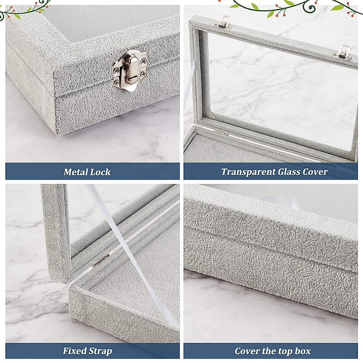 OLYCRAFT 8x11inch Pin Display Case Pin Collection Display Box Wooden Badge Storage Showcase with Velvet Cover and Iron Latch Lock Silver Clear Display Holder Board Frame for Flower Pictures Medals