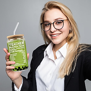 HEXMOZ Teacher Appreciation Gifts - Teacher Gifts for Women, Teacher Day Gifts, Thank You, Funny Birthday Gift Ideas - 1st, First Day, End of Year, Back To School Present - 16oz Teacher Glass Cup