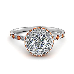 55Carat Rollover Classic Halo Diamond Ring Sterling Silver Natural Garnet Round Shape Red Color Halo Engagement Rings Prong Setting in Size 10 Minimal Surprise Gifts for Ladies