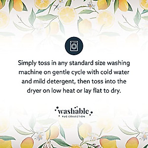 Linon The Anywhere Washable Rug Wesley Ivory/Yellow 3' X 5' Accent Rug