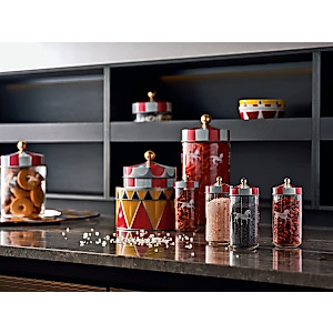 Circus, Set of two spice jars in silk-screen glass with hermetic lid in tinplate.