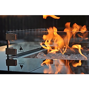 Outland Fire Table 3 Piece Square Accessory Set of Tempered Glass Lid Insert, Tempered Glass Wind Guard Fence, and UV & Water Resistant Durable Cover for 36-Inch Square Series 410 Propane Fire Tables