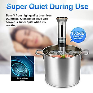 Sous Vide Cooker Immersion Circulators: 1100W Fast-Heating| IPX7 Waterproof| Thermal Immersion Circulator| Accurate Temperature and Timer| Sous Vide Machines with Digital Touch Screen by KitchenFun