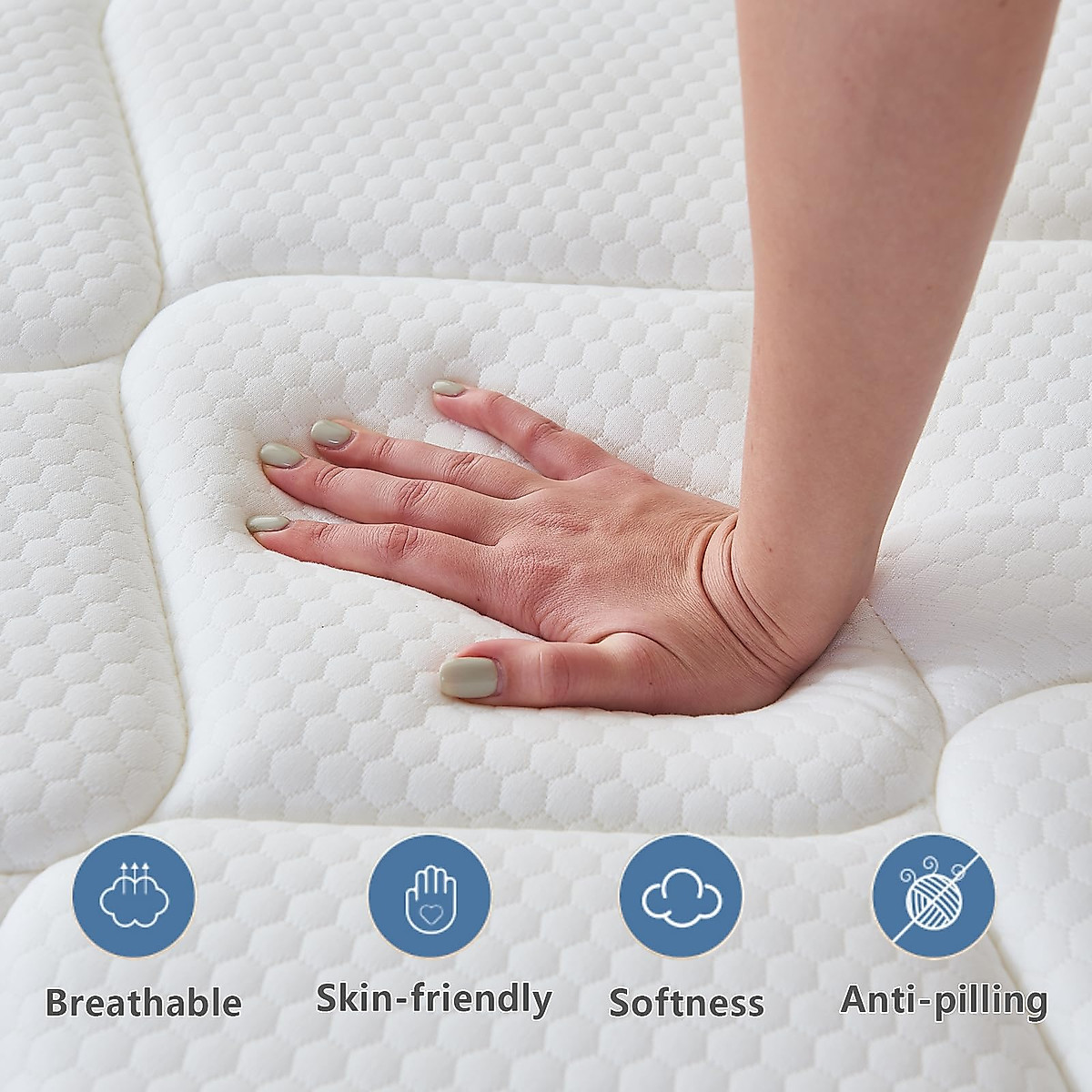 Selene Bedding King Size Mattress, 10 Inch King Mattress with Pocket Spring and Memory Foam for Pressure Relief, Motion Isolation, Edge Support, Medium Firm Mattress in a Box, CertiPUR-US, Grey