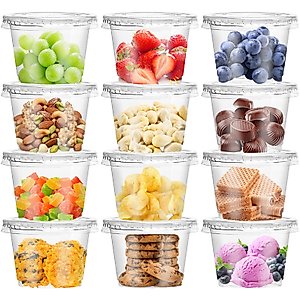 Qinsihwn 50 Pack 8 OZ Disposable Plastic Cups with Lids,Clear Dessert Cups Plastic Containers with Lids for Drink,Yogurt,Parfaits,Soups,Snacks,Salad,Fruit