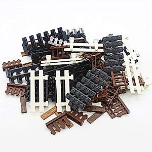 BroTex Fence Farm Accessories - MOC House Building Blocks Set, City Garden Bricks Parts Bulk Pieces, Stair Railing Bars, Assembly Toys for Creative Kids