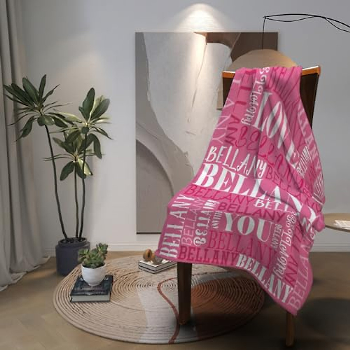 Personalized Name Blanket for Kids Boys Girls Children Custom Baby Blanket with Multiple Fonts for Bed Couch Room Soft Throw Blanket Gifts for Christmas Halloween Birthday Anniversary(Pink)