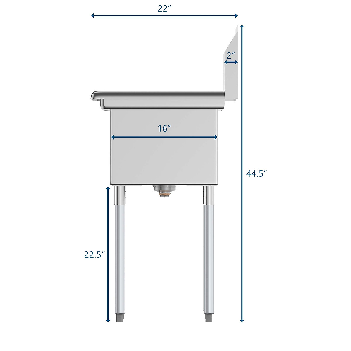 KoolMore 1 Compartment Stainless Steel NSF Commercial Kitchen Prep & Utility Sink with Drainboard - Bowl Size 12" x 16" x 10", Silver