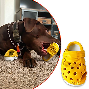 Generic Durable Rubber Slipper Dog Toy for Aggressive Chewers – Interactive Toy for All Breeds – Tough, Indestructible, and Ideal for Pet Training & Teeth Cleaning, Yellow